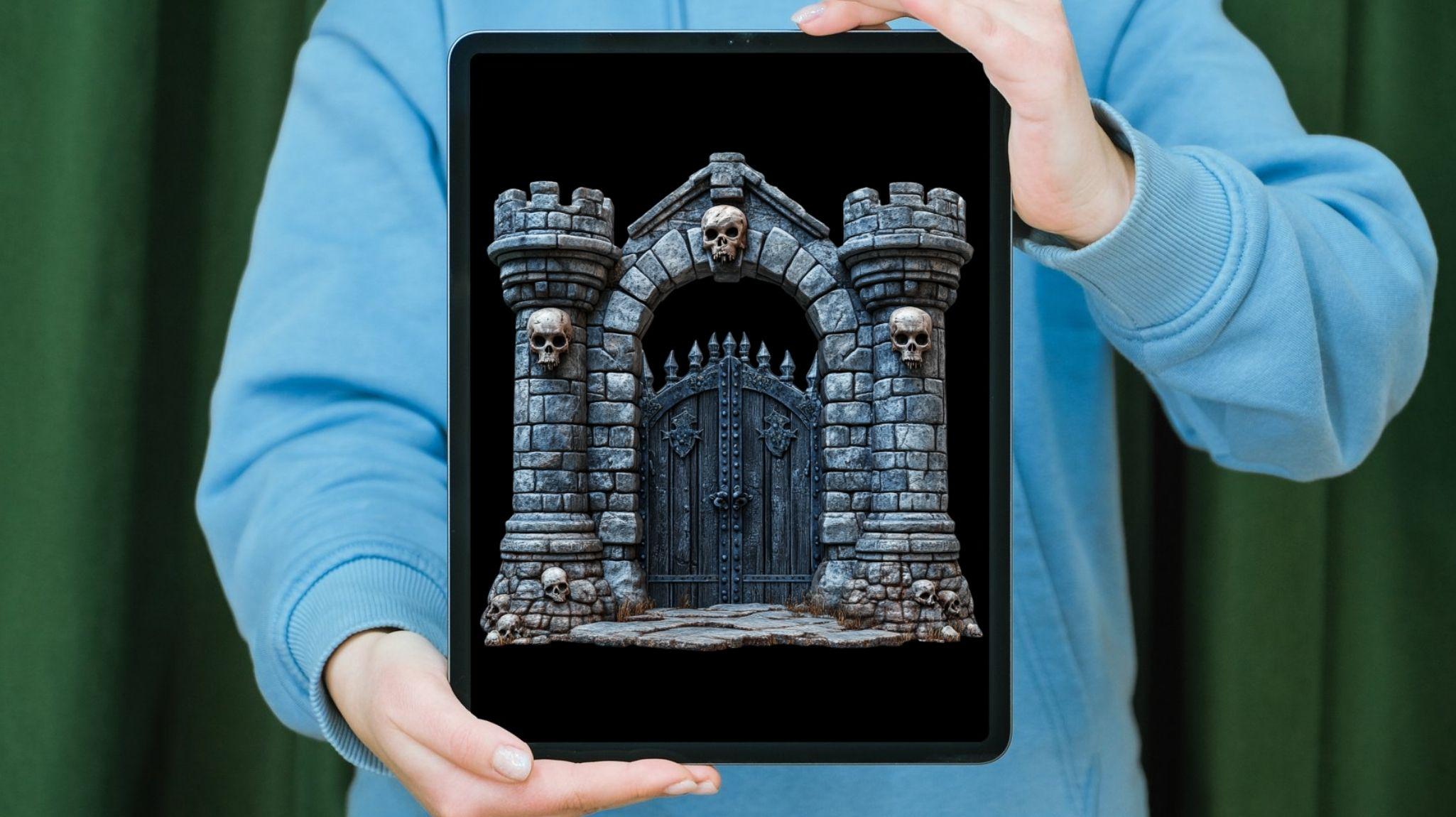 Gothic Castle Gate Clipart PNG, Fantasy Medieval Gate Digital Download ...