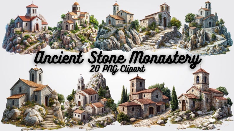 Ancient Stone Monastery Clipart, Medieval Monastery PNG, Architecture ...