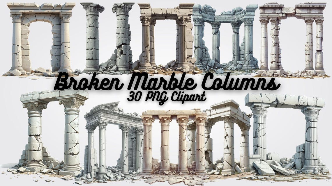 Broken Marble Columns Clipart: Ancient Ruins PNG (digital Download) - Etsy