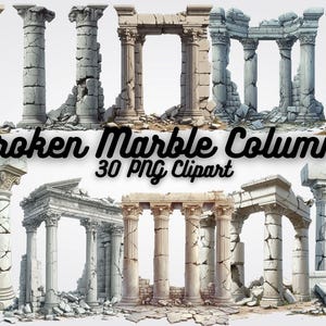 Broken Marble Columns Clipart: Ancient Ruins PNG (digital Download) - Etsy