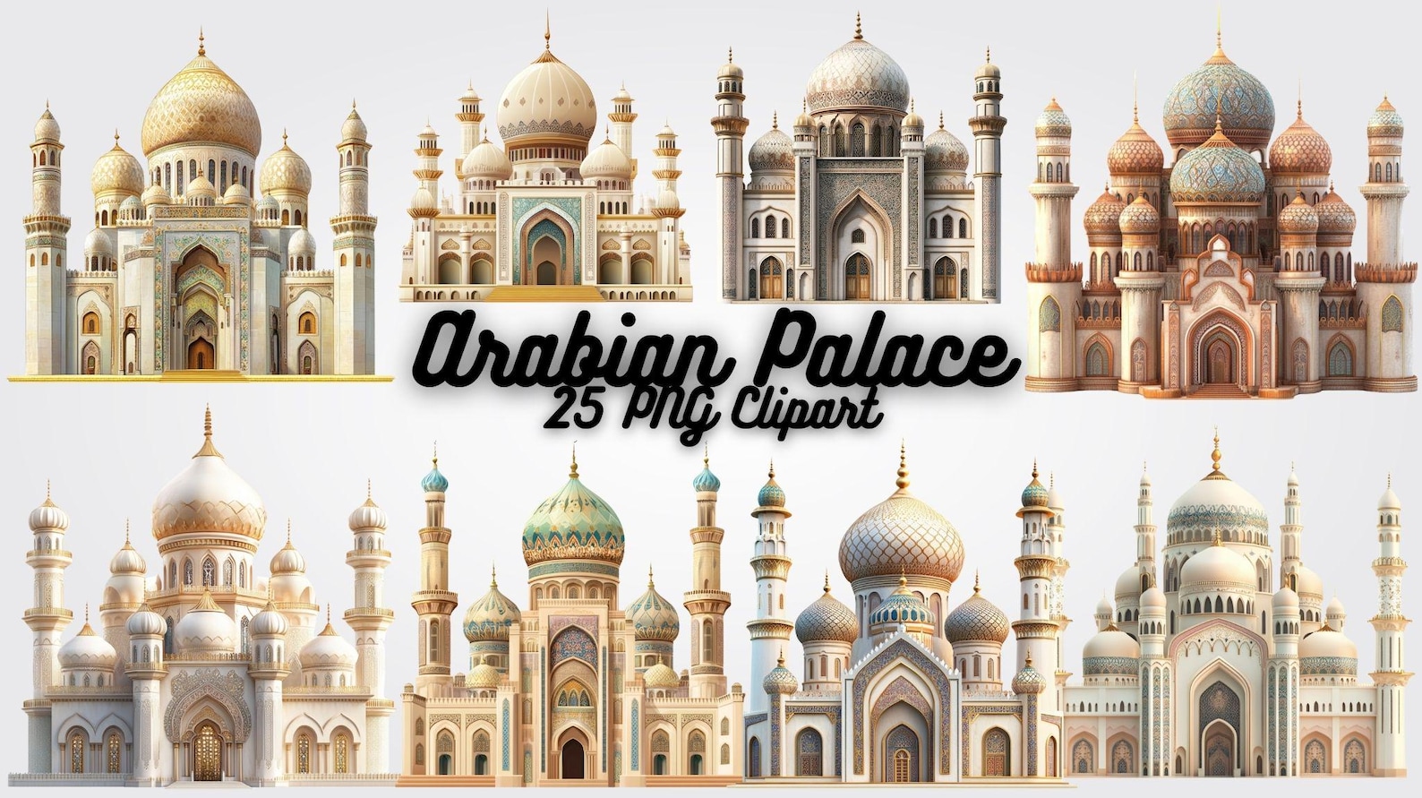 Arabian Palace Clipart: Middle Eastern Architecture PNG (digital Print ...