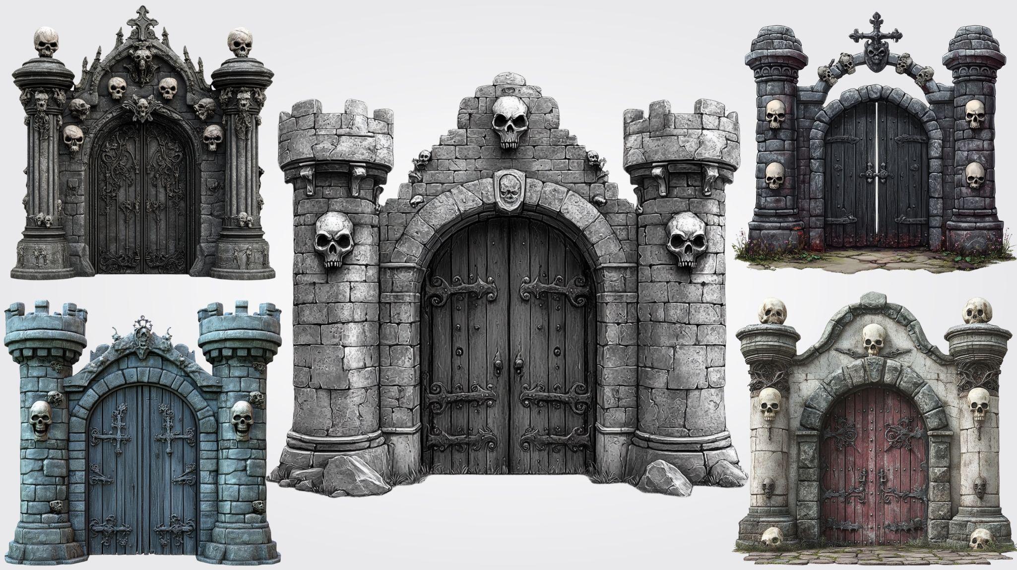 Gothic Castle Gate Clipart PNG, Fantasy Medieval Gate Digital Download ...