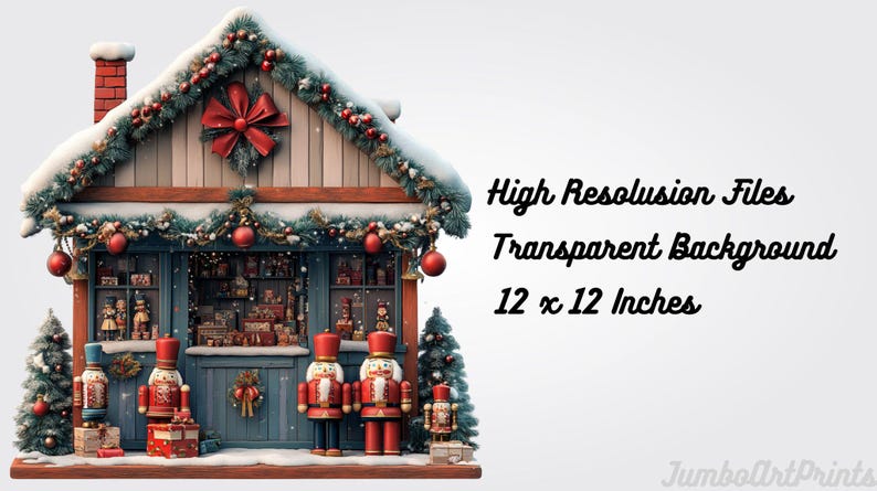Vintage Christmas Toy Shop Clipart: Festive Holiday PNG Graphics (12x12 ...