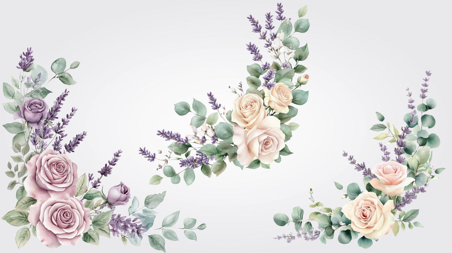 35 Watercolor Rose Border Clipart: Pastel Floral Graphics (digital ...