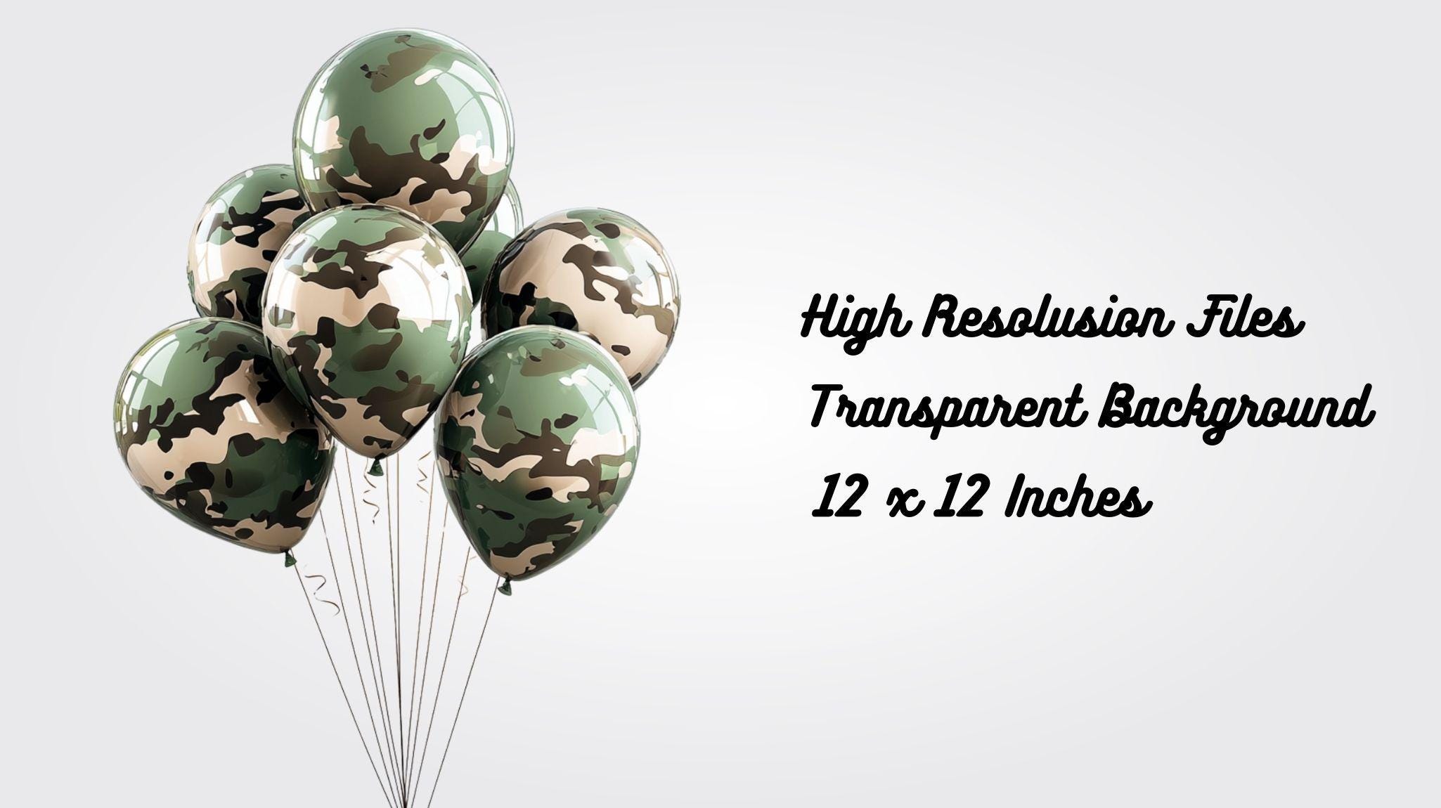 Camouflage Balloons Clipart: 30 Army PNG Images for Sublimation ...