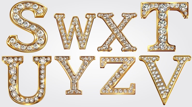 Diamond Gold Alphabet Letters PNG, Luxury Glitter Font, Sparkling Monogram Clipart, Gold Diamond ...