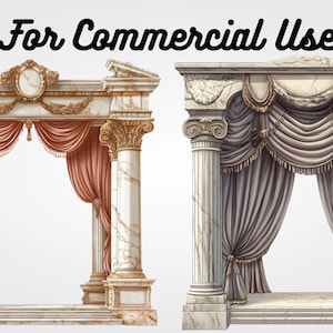 Ancient Theater Stage Clipart: Vintage Greek & Roman Backdrops (digital ...