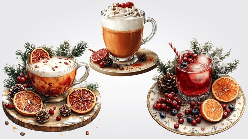 Christmas Drinks Clipart: 25 Festive PNG Graphics (commercial Use) - Etsy