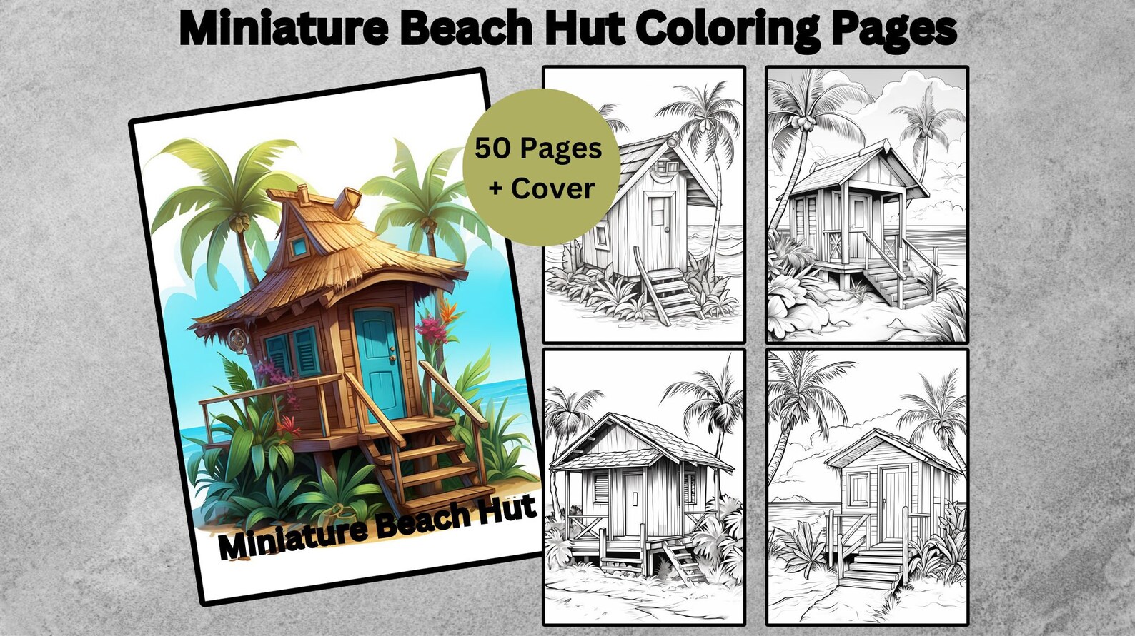 50 Miniature Beach Huts Coloring Pages,printable Adults and Kids ...