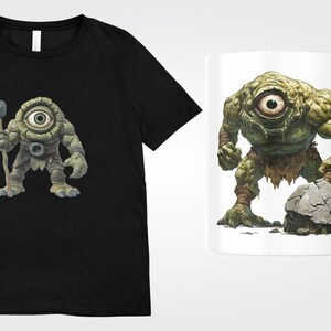 Cyclops Clipart: Mythical Monster PNG Set, Halloween Designs (digital ...