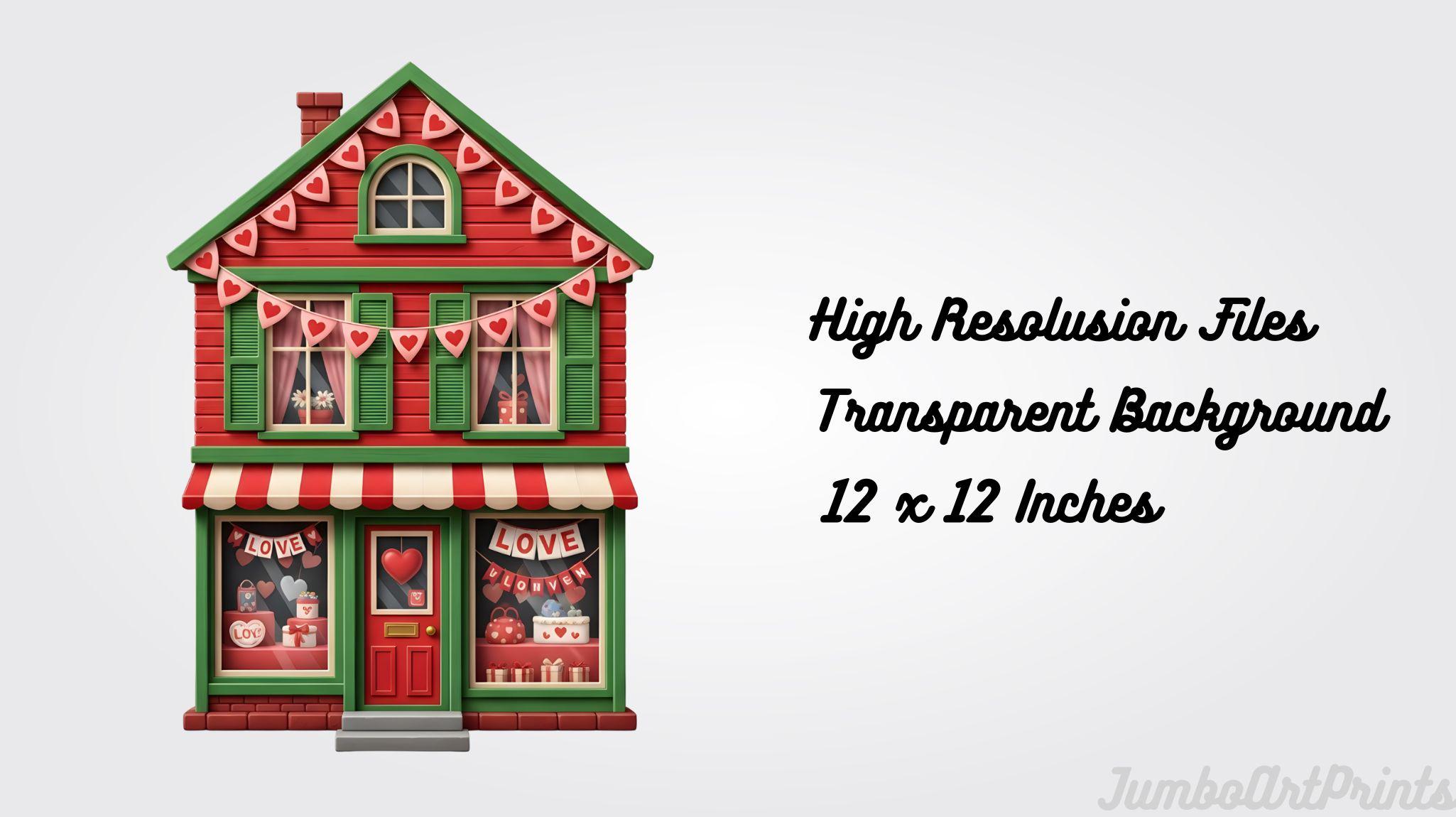 Love Shop House Clipart - Valentine Store Pngs, Red Green Shop Graphics ...