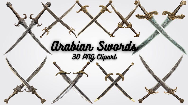 Arabian Swords Clipart, Middle Eastern Weapon PNG, Scimitar, Fantasy ...