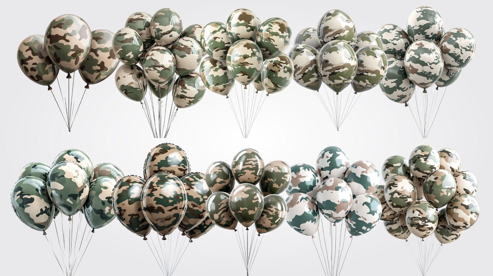 Camouflage Balloons Clipart: 30 Army PNG Images for Sublimation ...