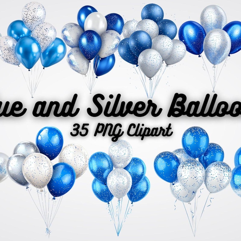 Blue Silver Balloons - Etsy