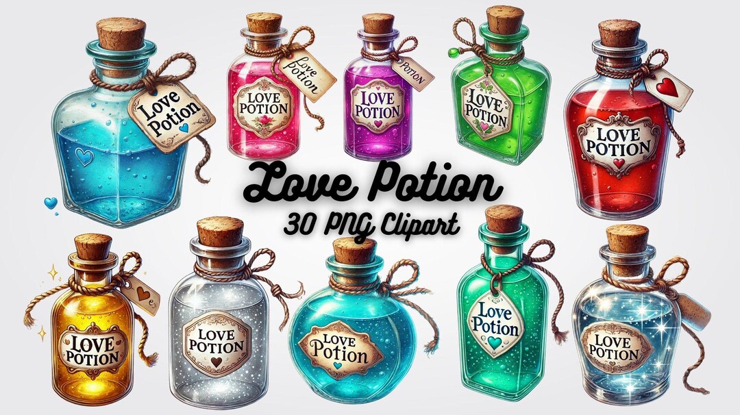 Love Potion Clipart, 30 High-quality PNG Files for Magical Designs ...