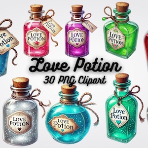 Love Potion Clipart, 30 High-quality PNG Files for Magical Designs ...