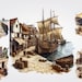 Medieval Harbor Clipart: Historic Ships & Docks (20 Pngs) - Etsy