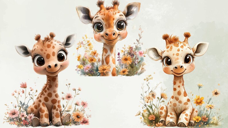 40 Cute Giraffe Clipart , Baby Giraffe PNG, Floral Giraffe Clipart ...