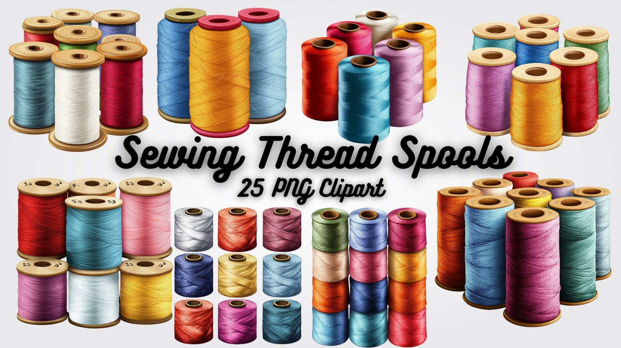 Sewing Thread Spools Clipart, Vintage Sewing Machine PNG, 25 High ...