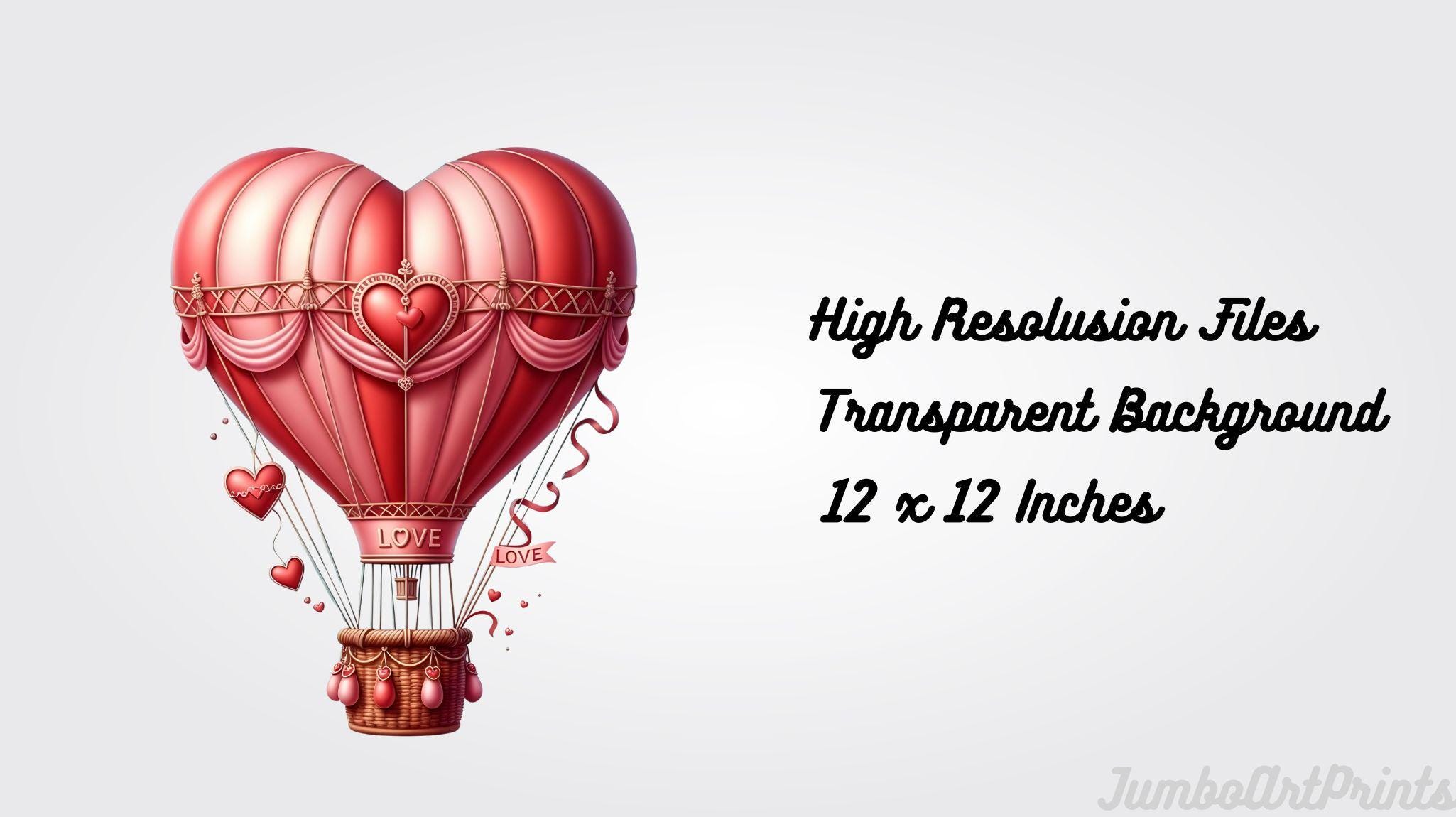 Valentine’s Hot Air Balloon Clipart - Heart Balloon Pngs Pink Red Love ...