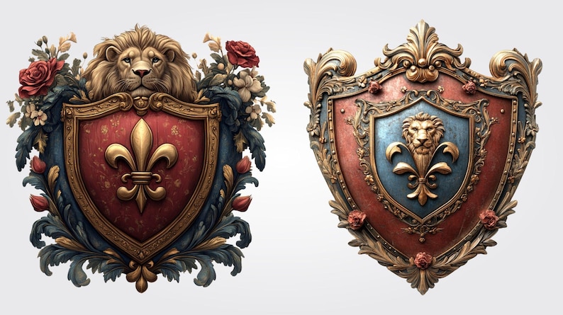 Heraldic Shield Clipart: Medieval Crest PNG Bundle (digital Download ...