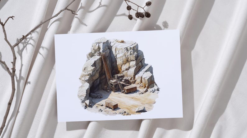 Stone Quarry Clipart, Digital Mining Rocks, Quarry Equipment ...