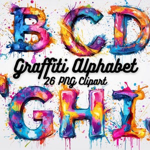 Graffiti Alphabet Clipart: 26 PNG Urban Art Letters (digital Download ...