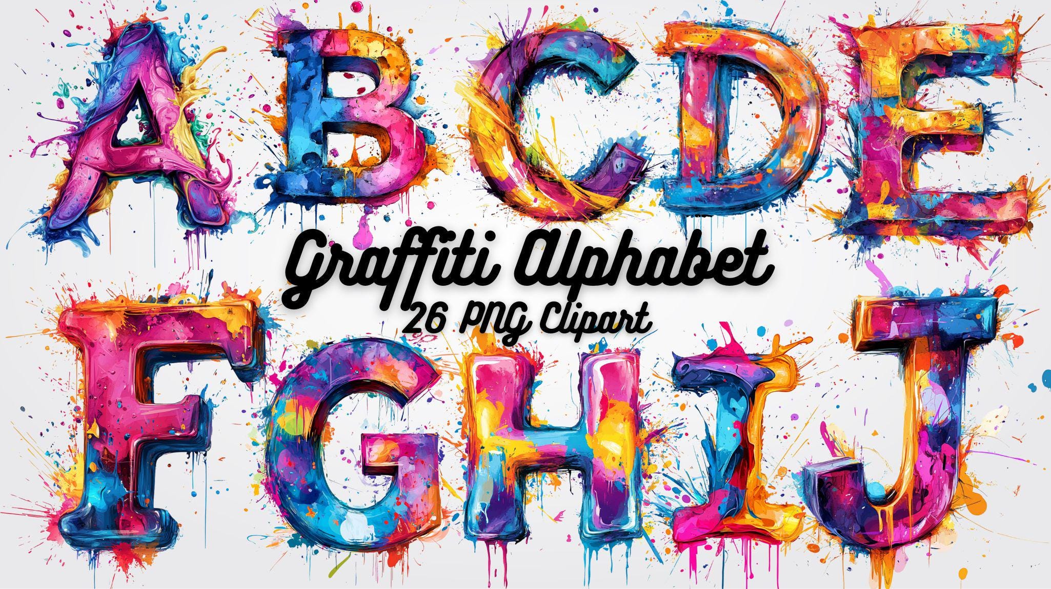 26 Graffiti Alphabet Clipart, High-quality PNG , Perfect for ...
