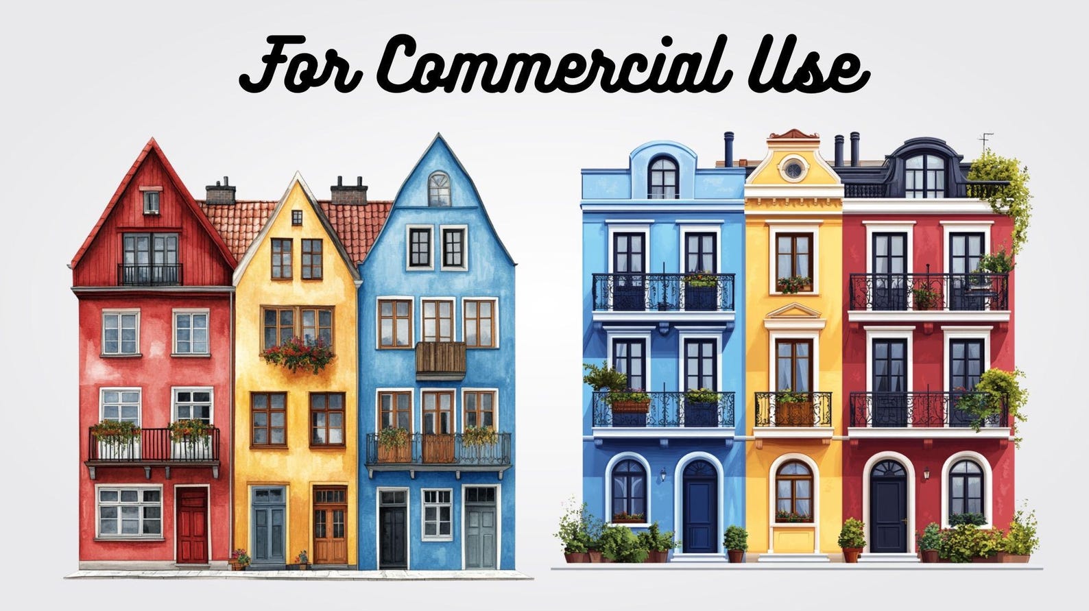 Colorful European Row Houses Clipart,colorful Houses Clipart, Row ...