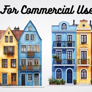 Colorful European Row Houses Clipart,colorful Houses Clipart, Row ...