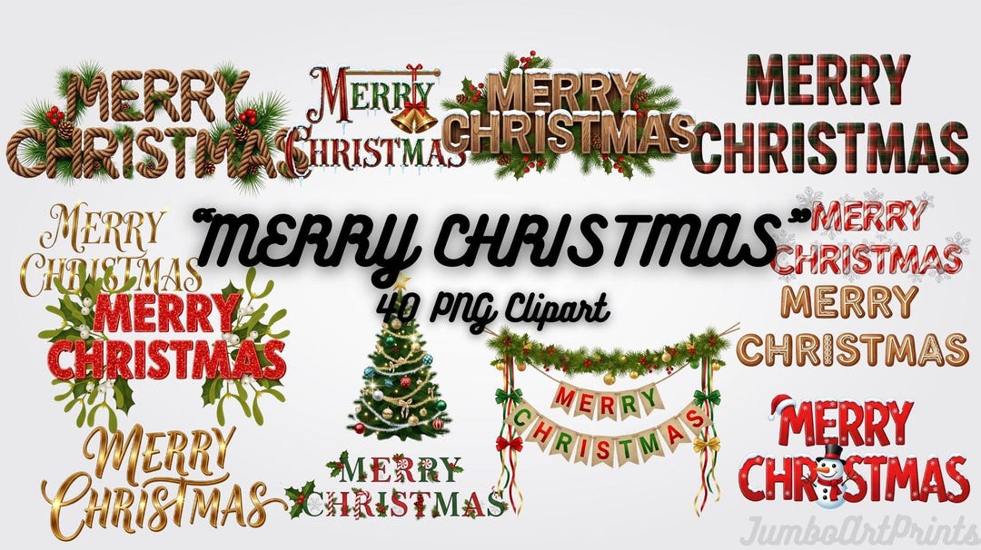 MERRY CHRISTMAS Letters PNG Set – 40 Festive Alphabet Cliparts for ...