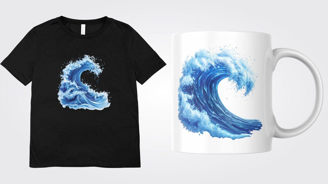 Blue Ocean Wave Clipart: Nautical PNG Graphics (25 Images) - Etsy