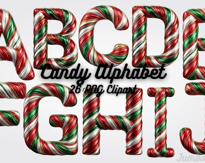 Candy Cane Christmas Alphabet PNG: Festive Letter Clipart Images ...
