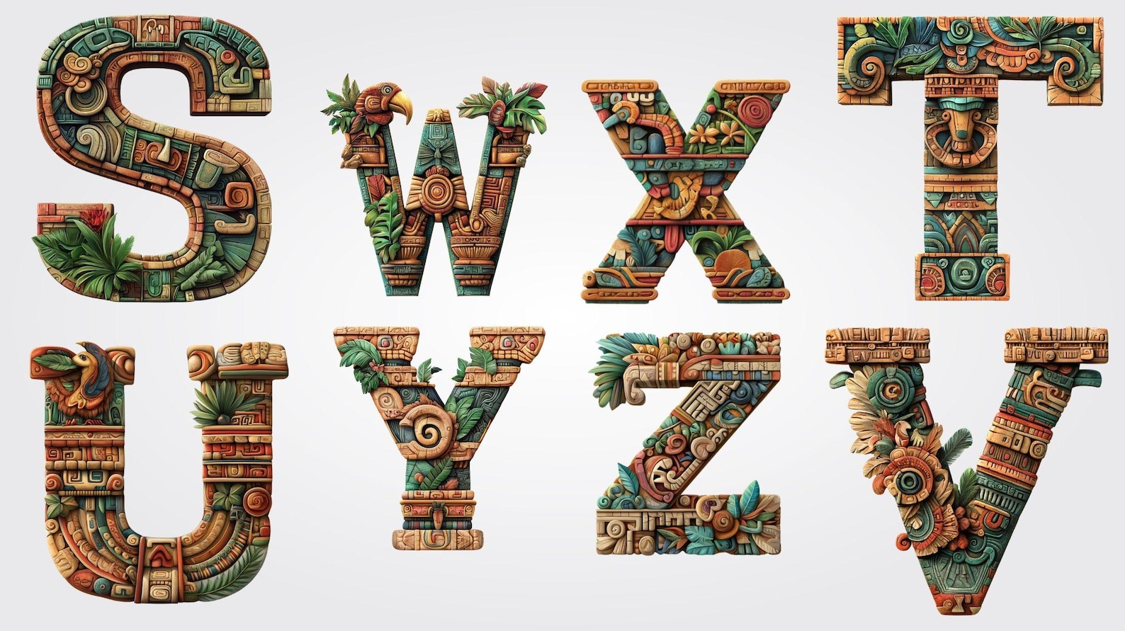 Mayan Alphabet Clipart PNG, Ancient Tribal Alphabet Letters PNG, Aztec ...