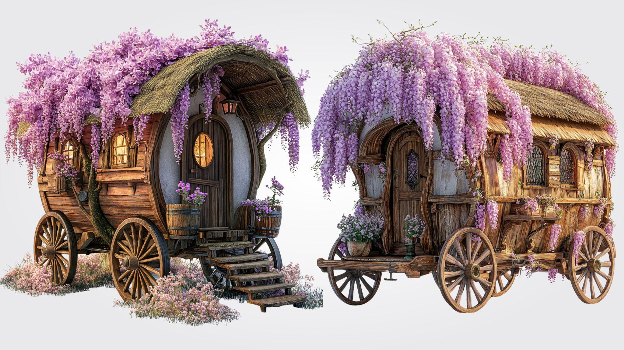 15 Rustic Gypsy Wagon Clipart, Wagon Clipart, PNG Images for Boho ...