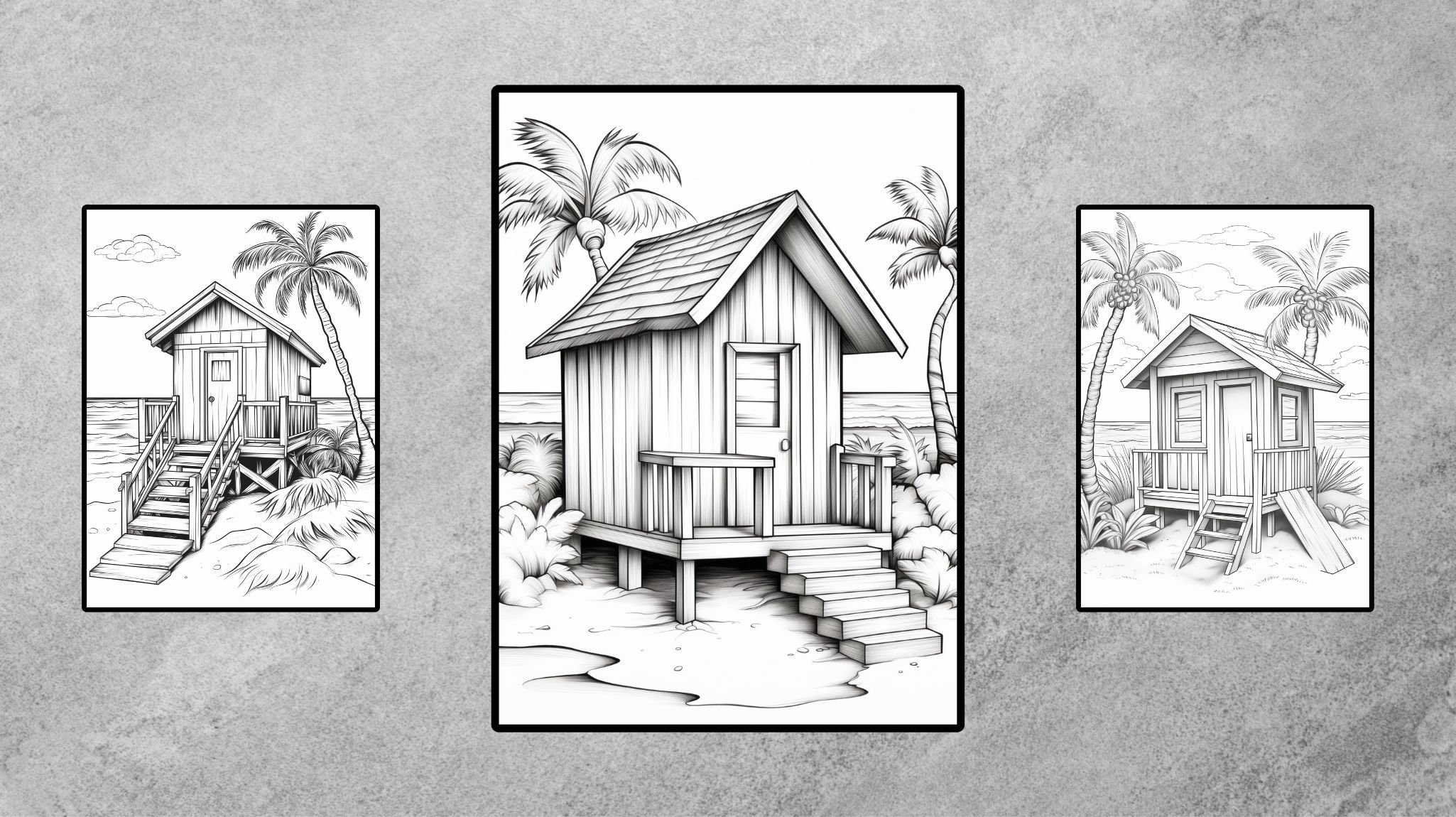 50 Miniature Beach Huts Coloring Pages,printable Adults and Kids ...