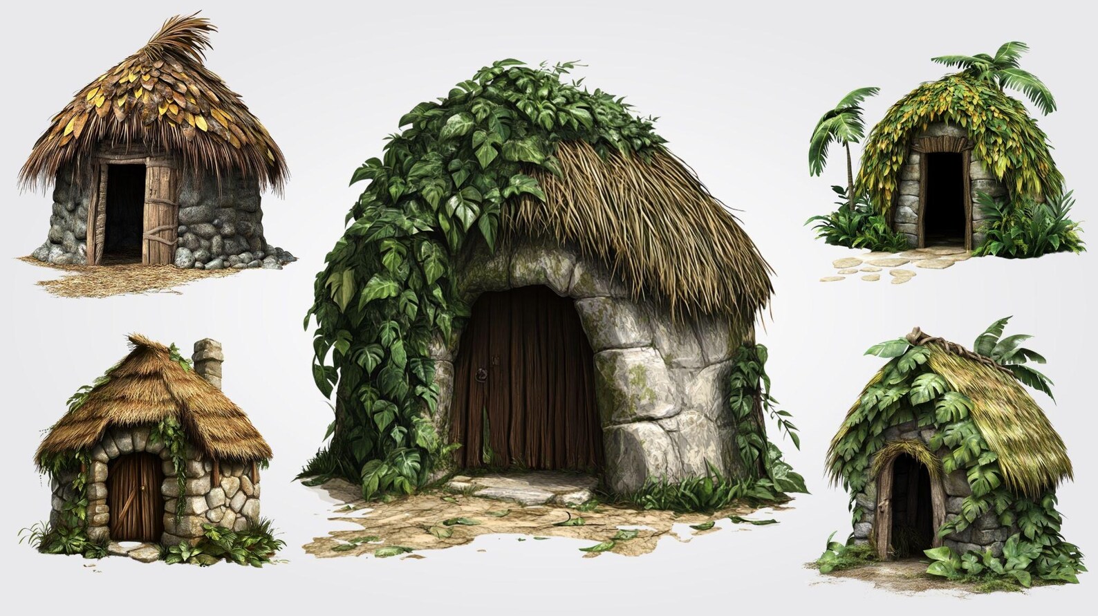 Stone Hut Clipart: 25 Rustic Cottagecore Pngs (digital Download) - Etsy