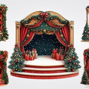 Christmas Theater Stage Clipart: Festive Holiday PNG (digital Download ...