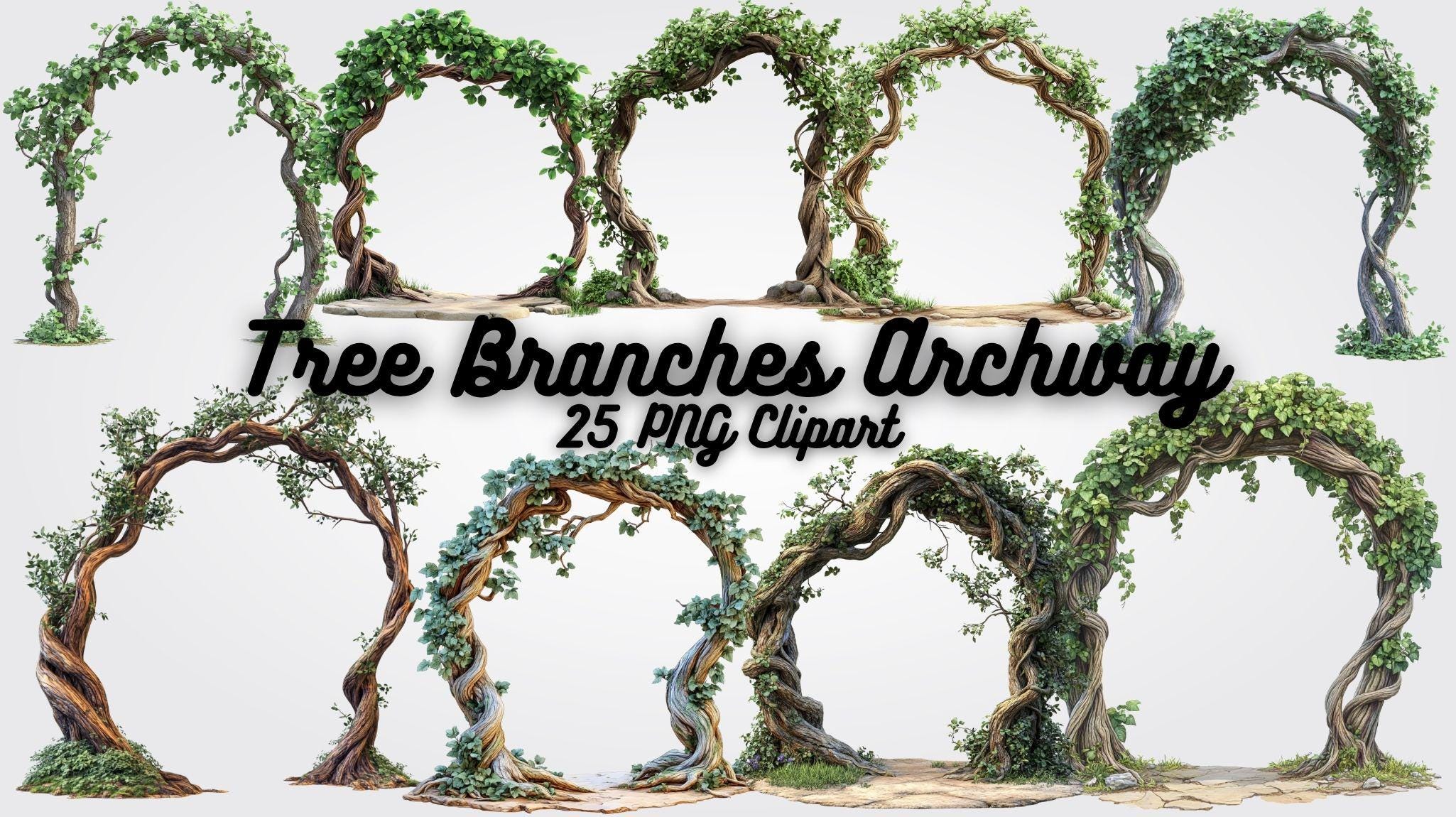 Tree Branch Archway Clipart: Woodland Forest PNG Images (digital ...