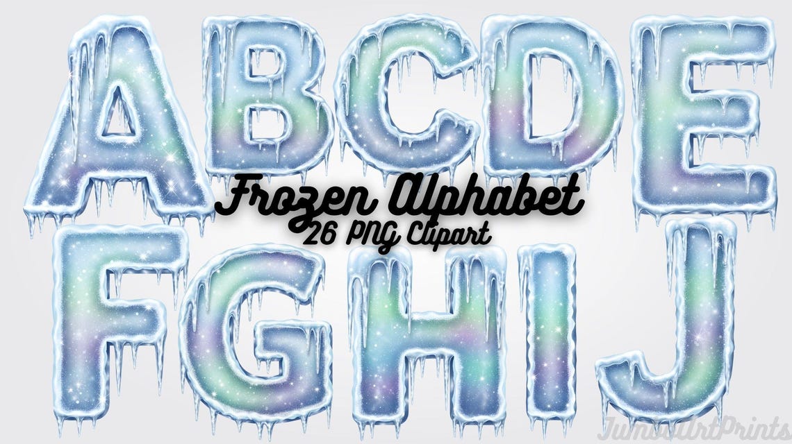 Frozen Alphabet PNG – 26 Icy Letters With Crystal Halo & Winter Texture ...