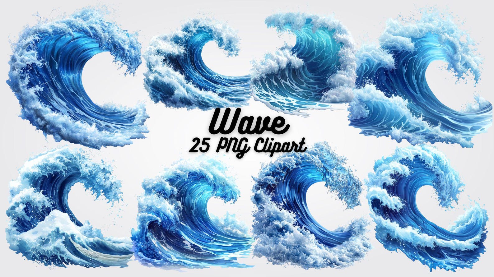 Blue Ocean Wave Clipart: Nautical PNG Graphics (25 Images) - Etsy