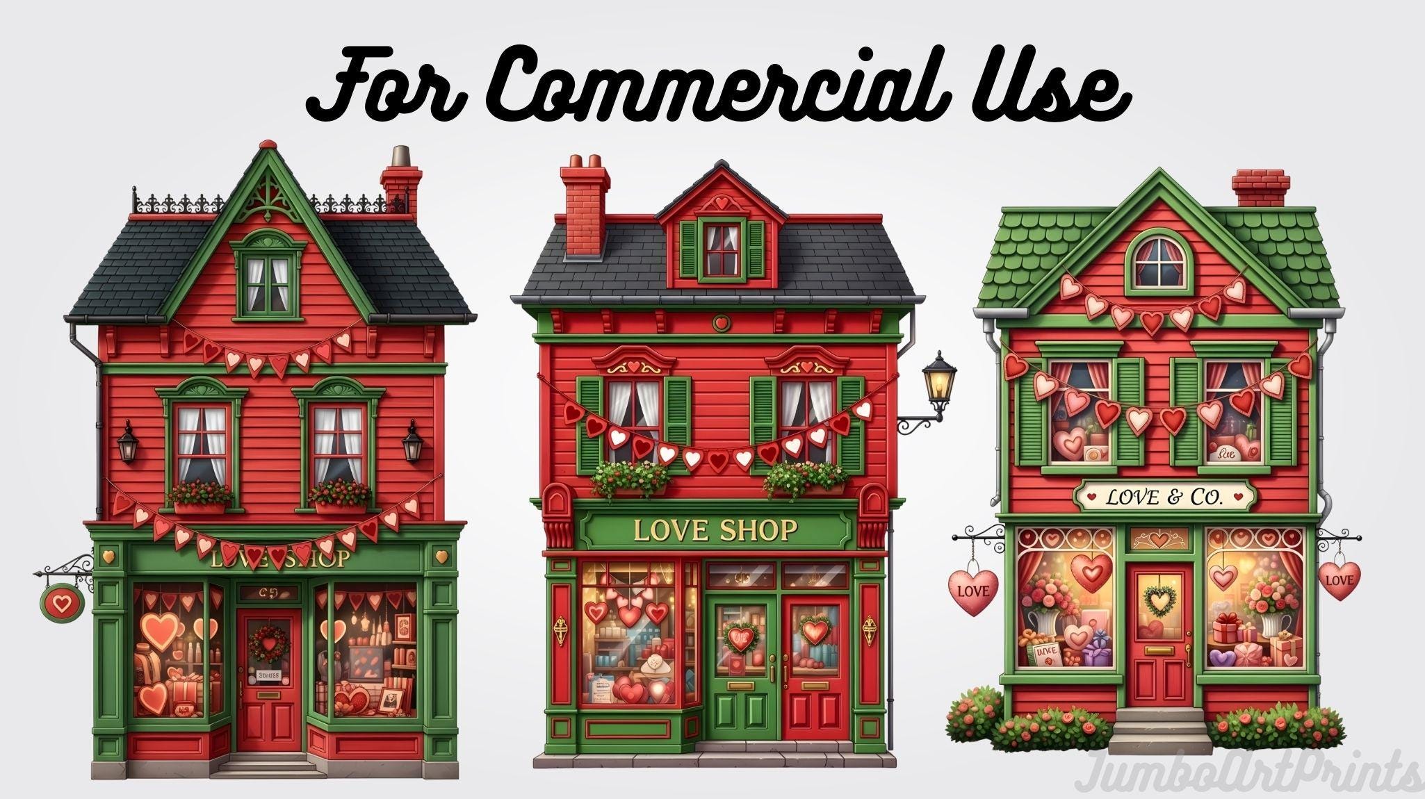 Love Shop House Clipart - Valentine Store Pngs, Red Green Shop Graphics ...