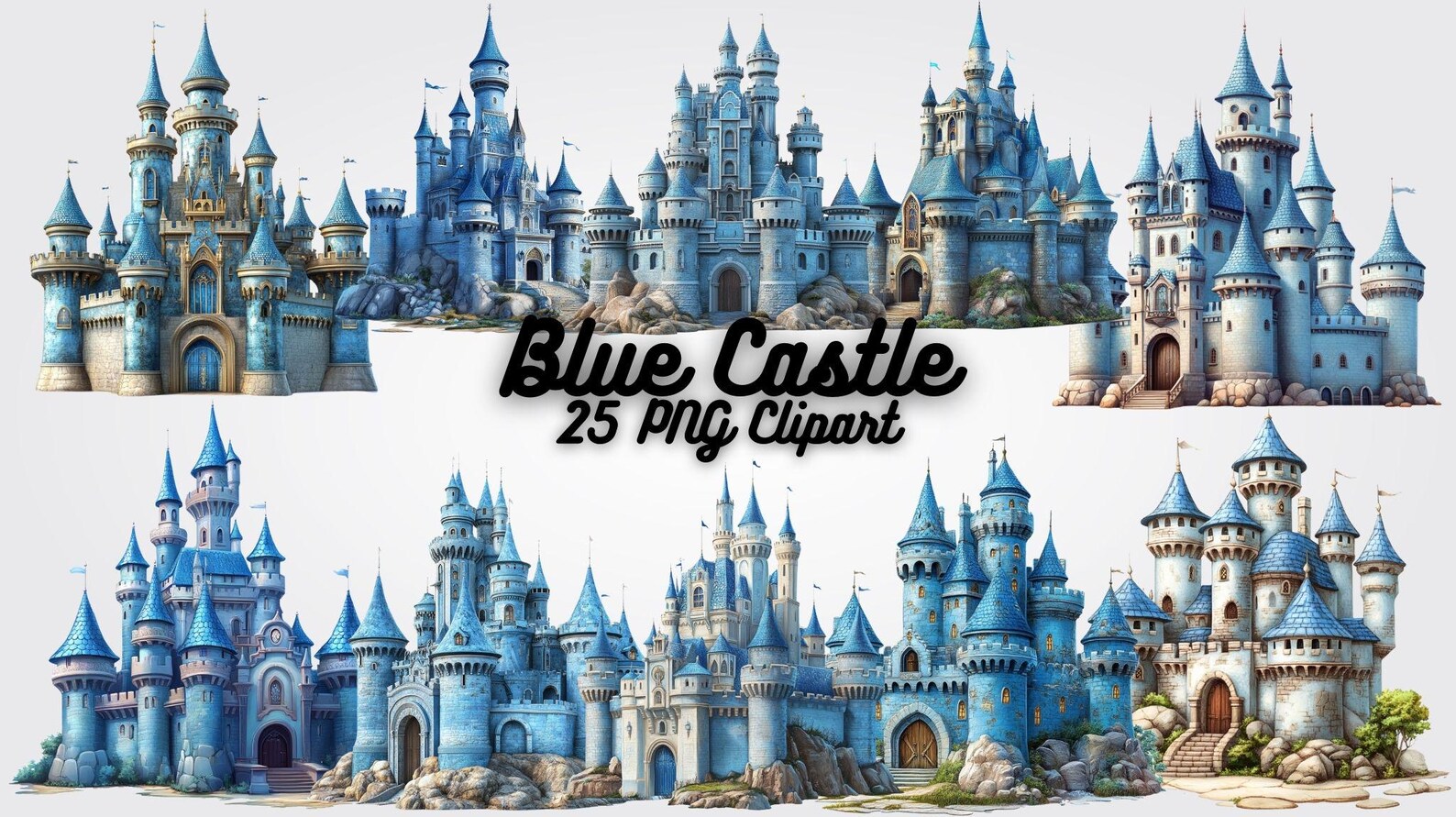 Blue Castle Clipart, Fantasy Fairytale Castle PNG, Magical Kingdom ...