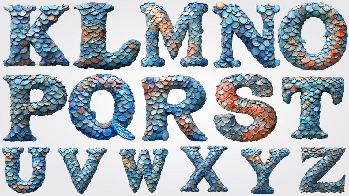 Fish Scale Alphabet Clipart: Nautical PNG Letters (digital Projects) - Etsy