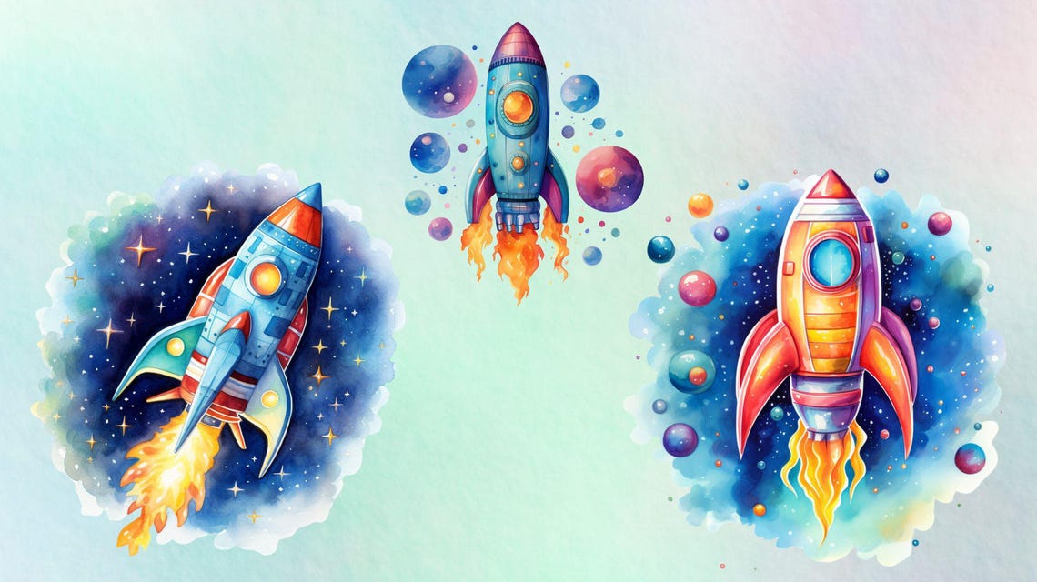 Rocket Ship Clipart, Space PNG Images (digital Download) - Etsy