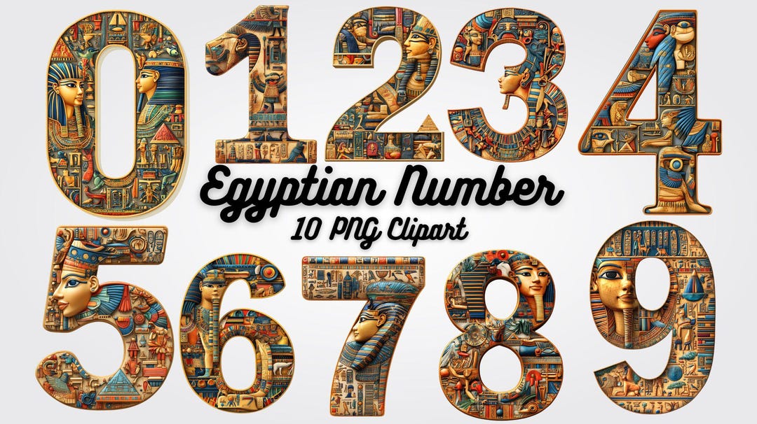 Egyptian Number Clipart, Ancient Egypt Decor (PNG Digital Download) - Etsy