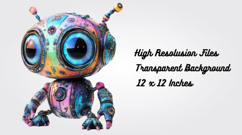 Colorful Robotic Monster Clipart, Cute Robot Clipart, Sci-fi Creature ...