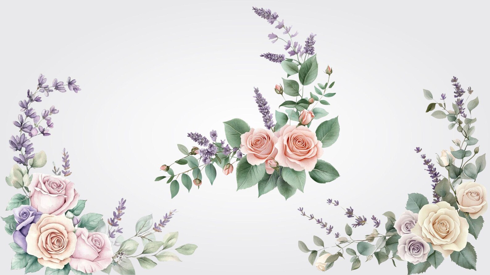 35 Watercolor Rose Border Clipart: Pastel Floral Graphics (digital ...