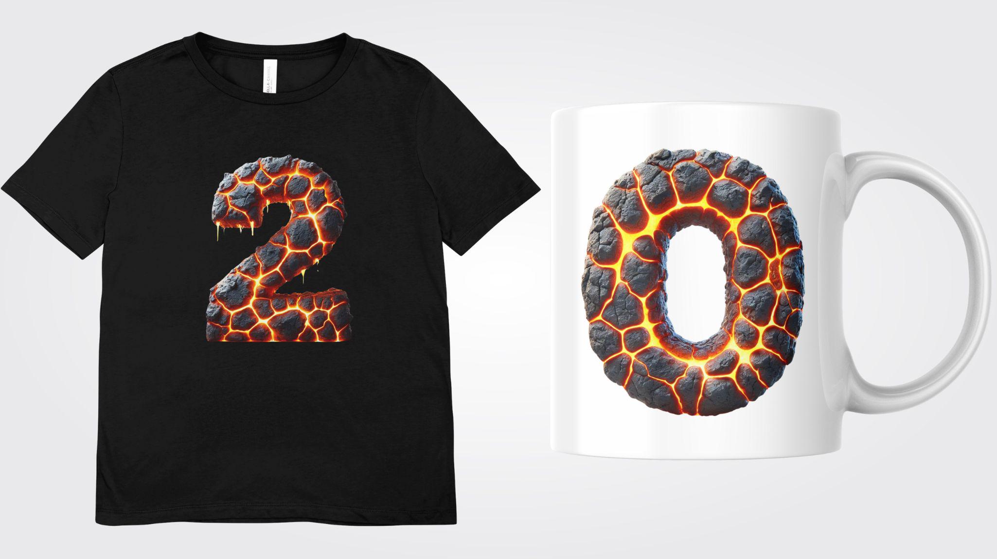 Lava Number Clipart: 10 Fiery PNG Images (12x12 Inch) - Etsy