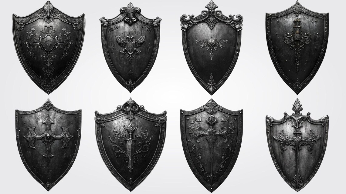 Gothic Knight Shield Clipart PNG, Medieval Armor Digital Download ...